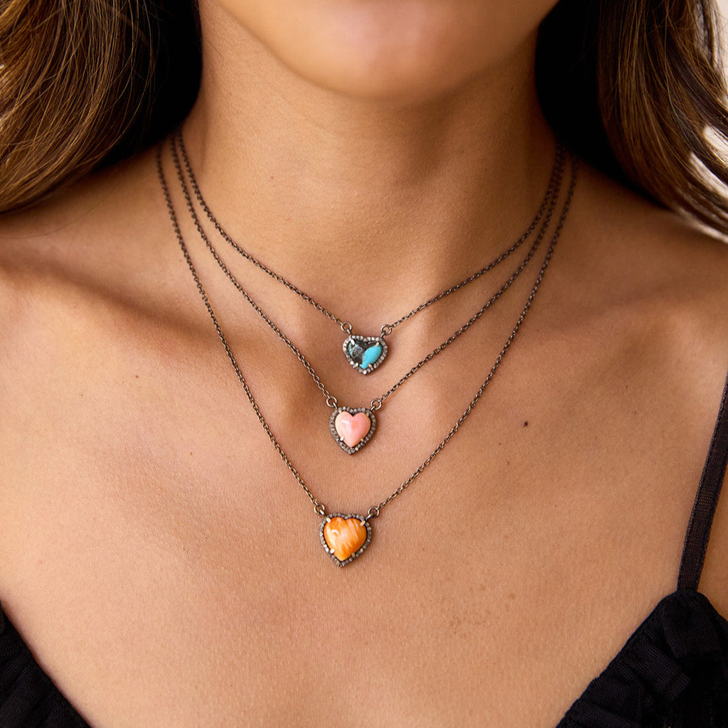 10mm Turquoise Heart Diamond Necklace – S. Carter Designs
