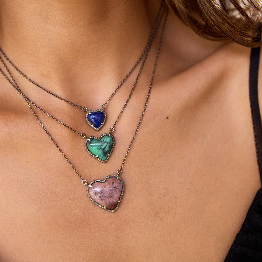 Sterling Silver Lapis Heart Necklace | S. Carter Designs