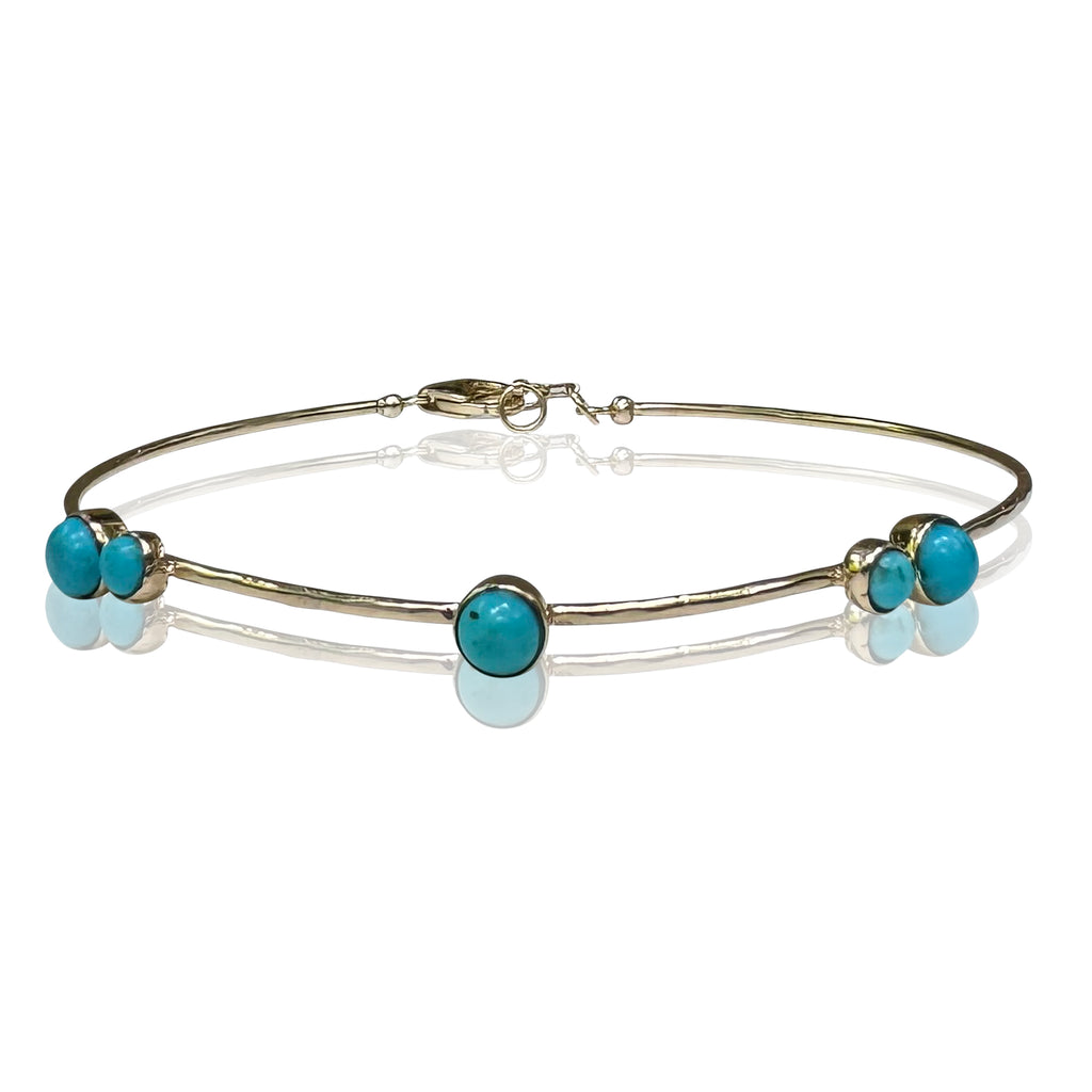 14k Turquoise Hammered Wire Bracelet – S. Carter Designs