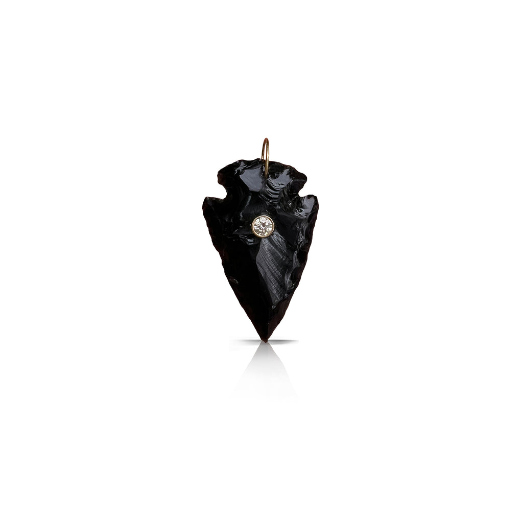 Obsidian Arrowhead Pendant with Diamond | S. Carter Designs