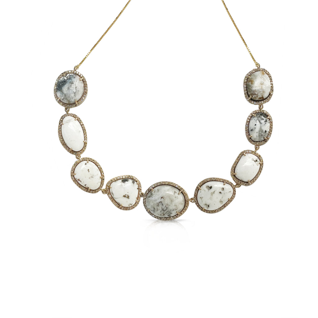 14k Diamond White Buffalo Choker | S. Carter Designs