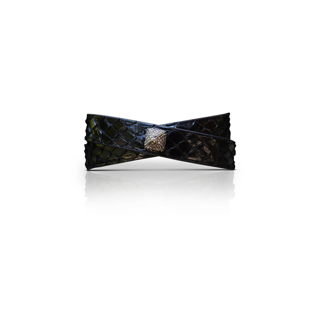 Black Python Double Wrap Bracelet with Diamond | S. Carter Designs