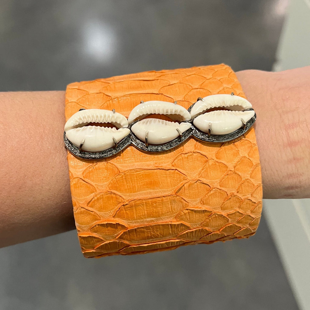 Cowrie Python Cuff with Pave Diamonds | S. Carter Designs
