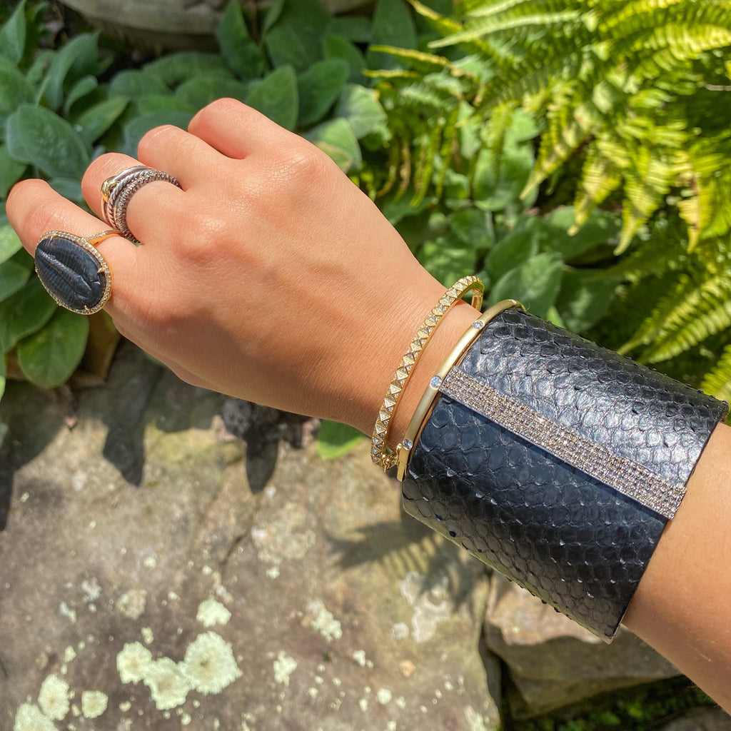 Black Python Diamond Cuff Bracelet | S. Carter Designs