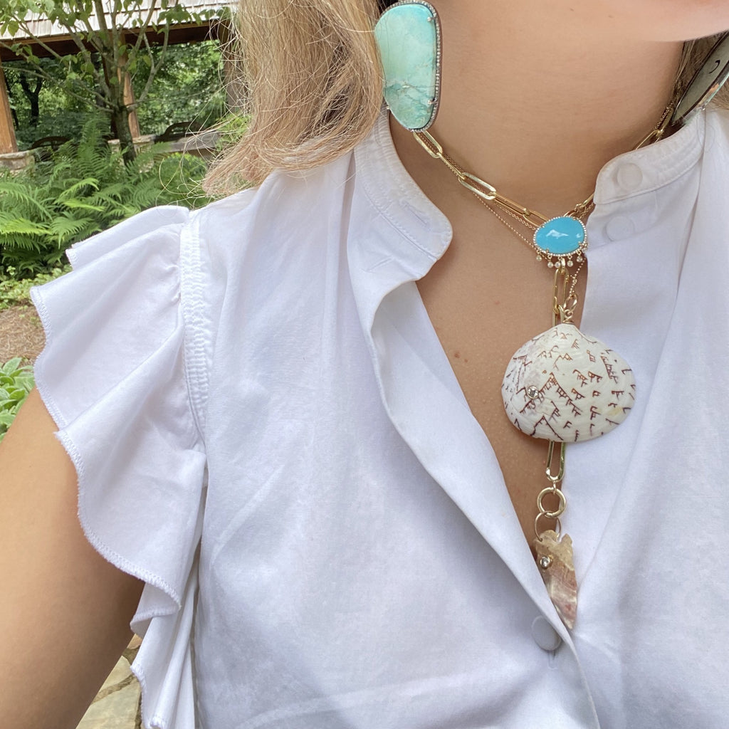 14k Gold Venus Clam Shell Charm with Diamond | S. Carter Designs