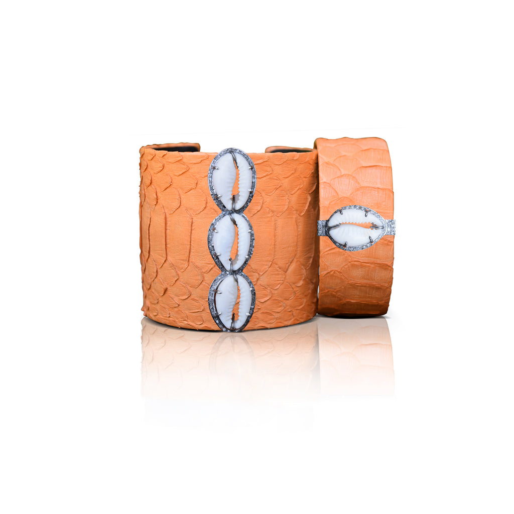 Cowrie Python Cuff with Pave Diamonds | S. Carter Designs