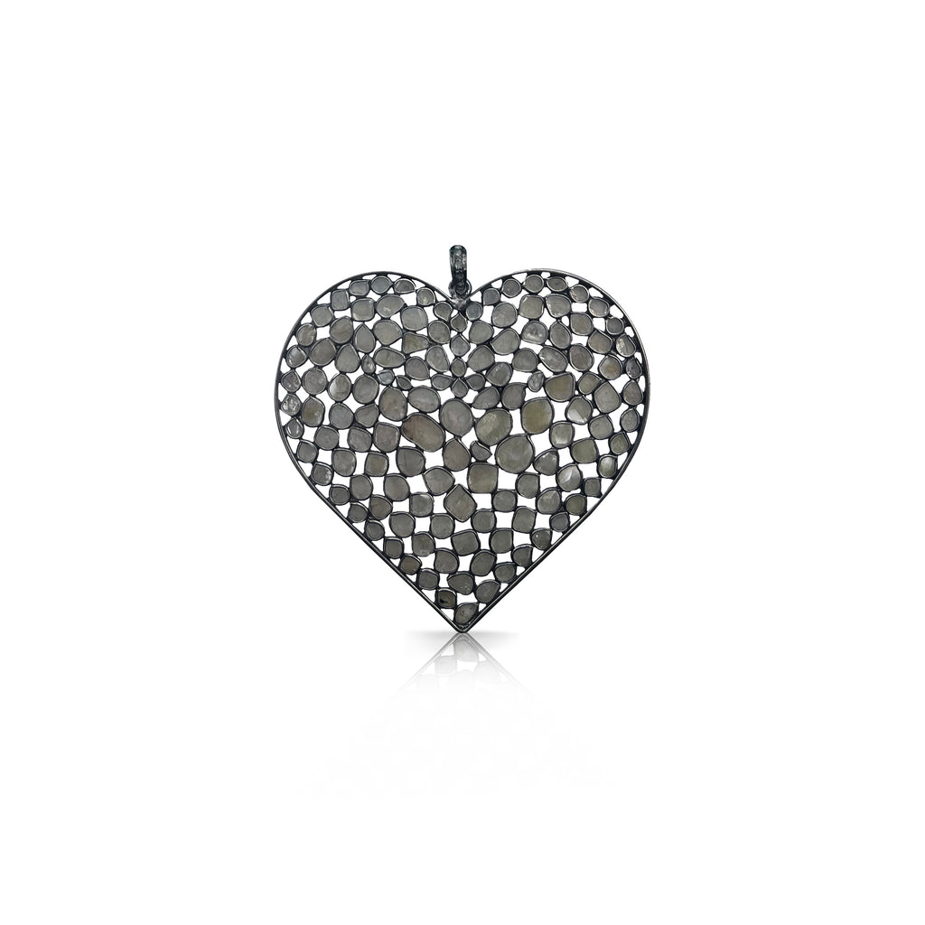 Sterling Silver Heart Pendant with Diamonds | S. Carter Designs